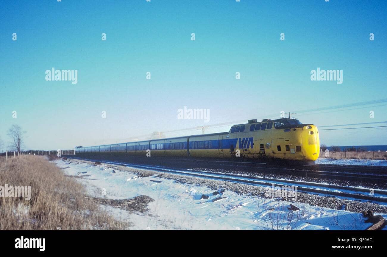 VIA United Aircraft Turbo Train at Coport, ON in March 1980 ...