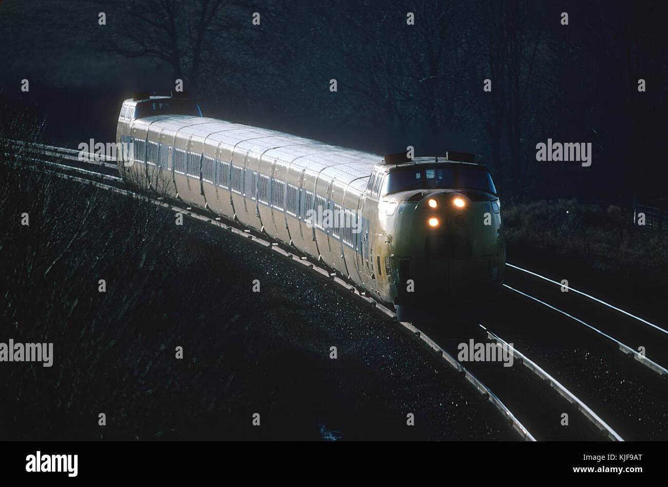 VIA United Aircraft Turbo Train in March 1981, eastern Canada ...