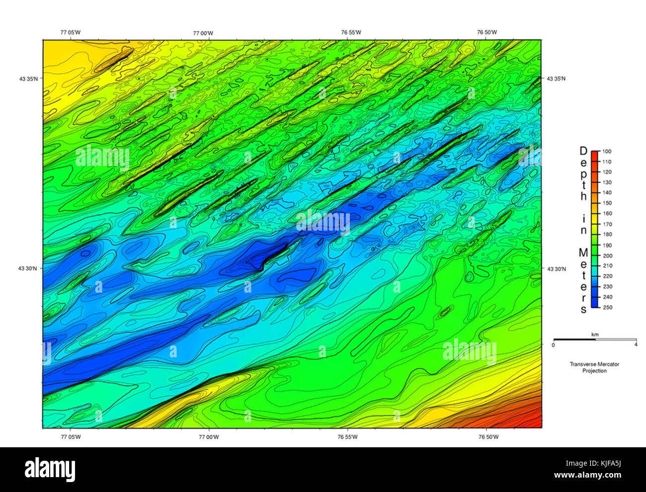 NE SW arc on the floor of the Rochester Basin, resemble grooved ...