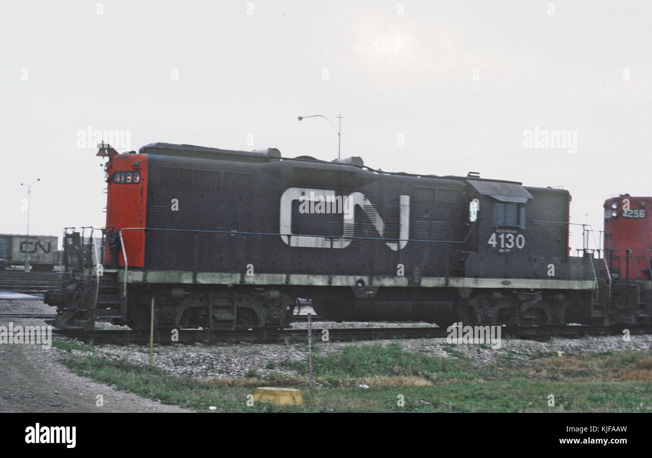 A photograph of CN GP9 4130 locomotive at the CN engine facilities in ...