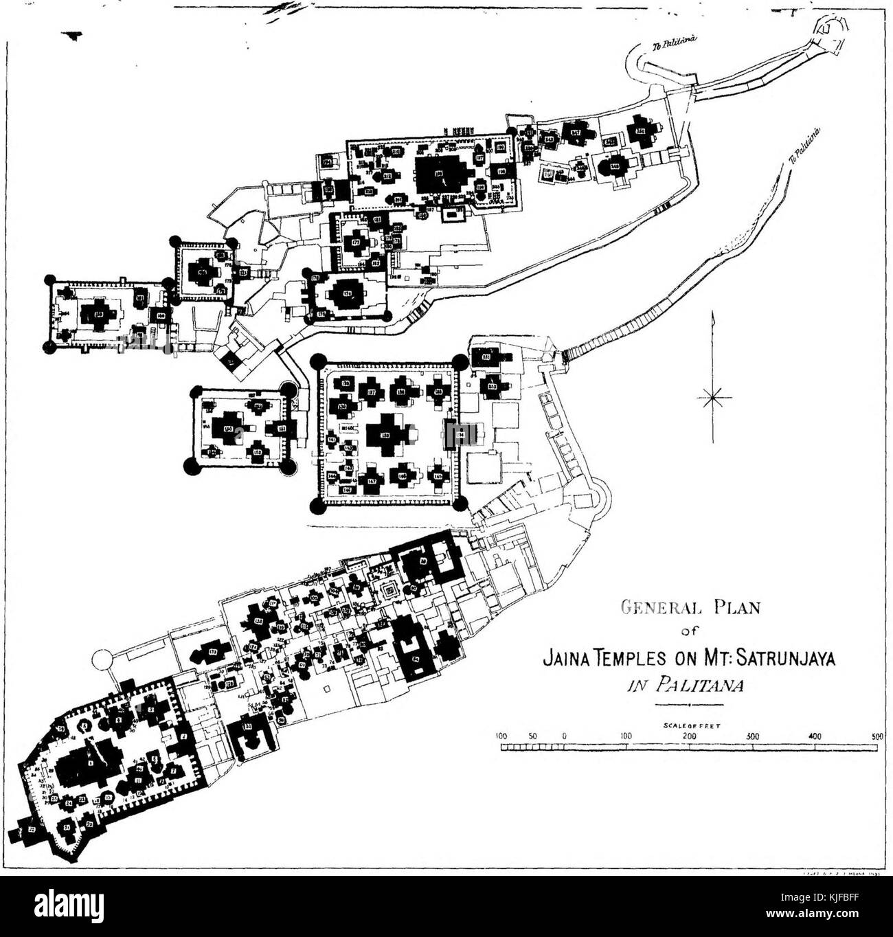 General Plan of Jain temples on Mount Shatrunjaya Palitana Stock Photo ...