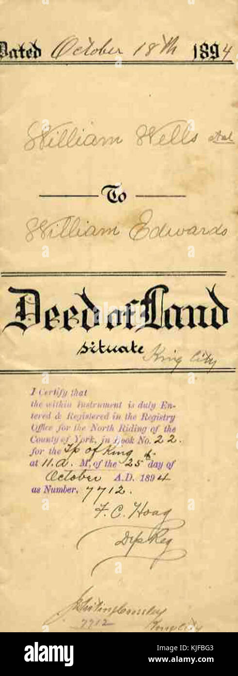 Land deed for King, Ontario Stock Photo - Alamy