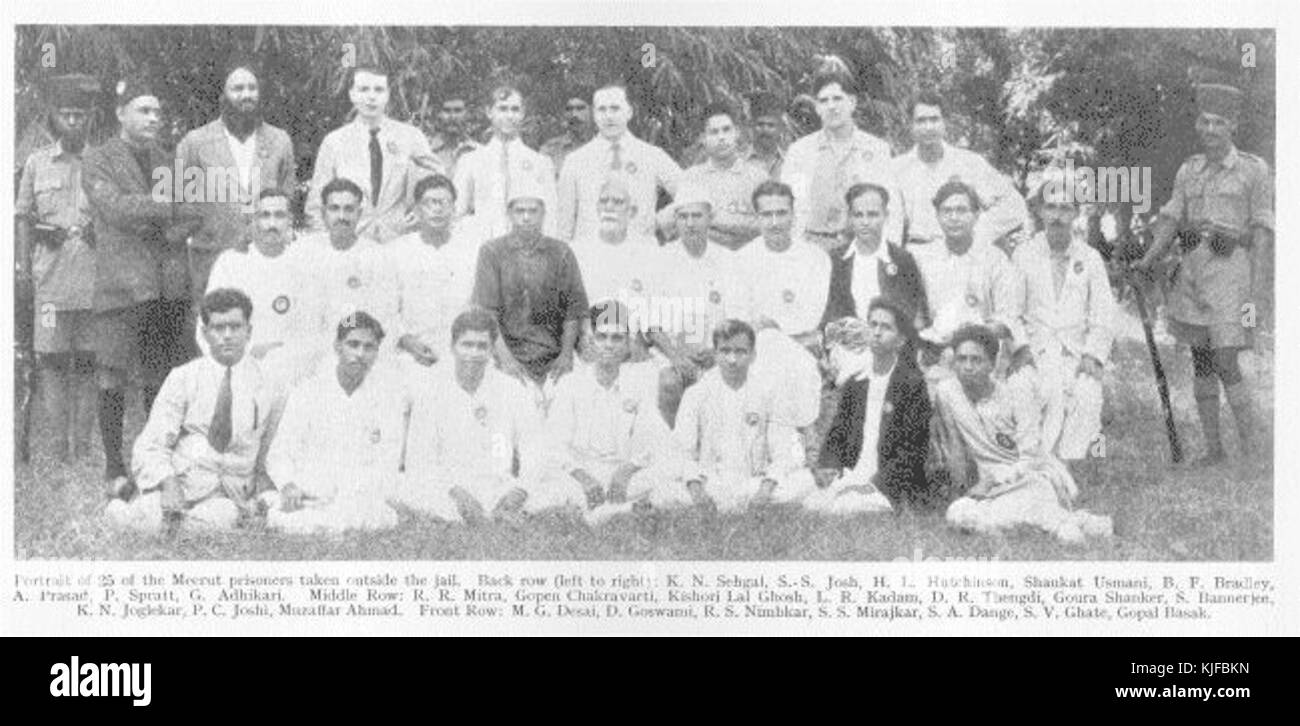 A historical photograph showing prisoners outside the jail in Meerut ...