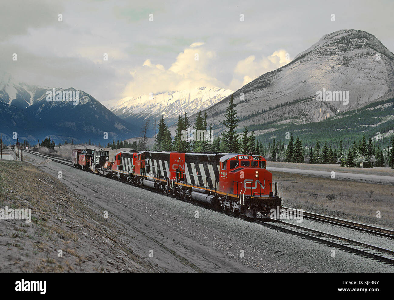 This photograph displays eight Canadian National Freight trains in ...