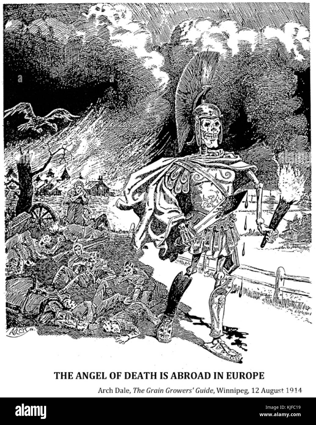 THE ANGEL OF DEATH IS ABROAD IN EUROPE (Arch Dale cartoon Stock Photo ...