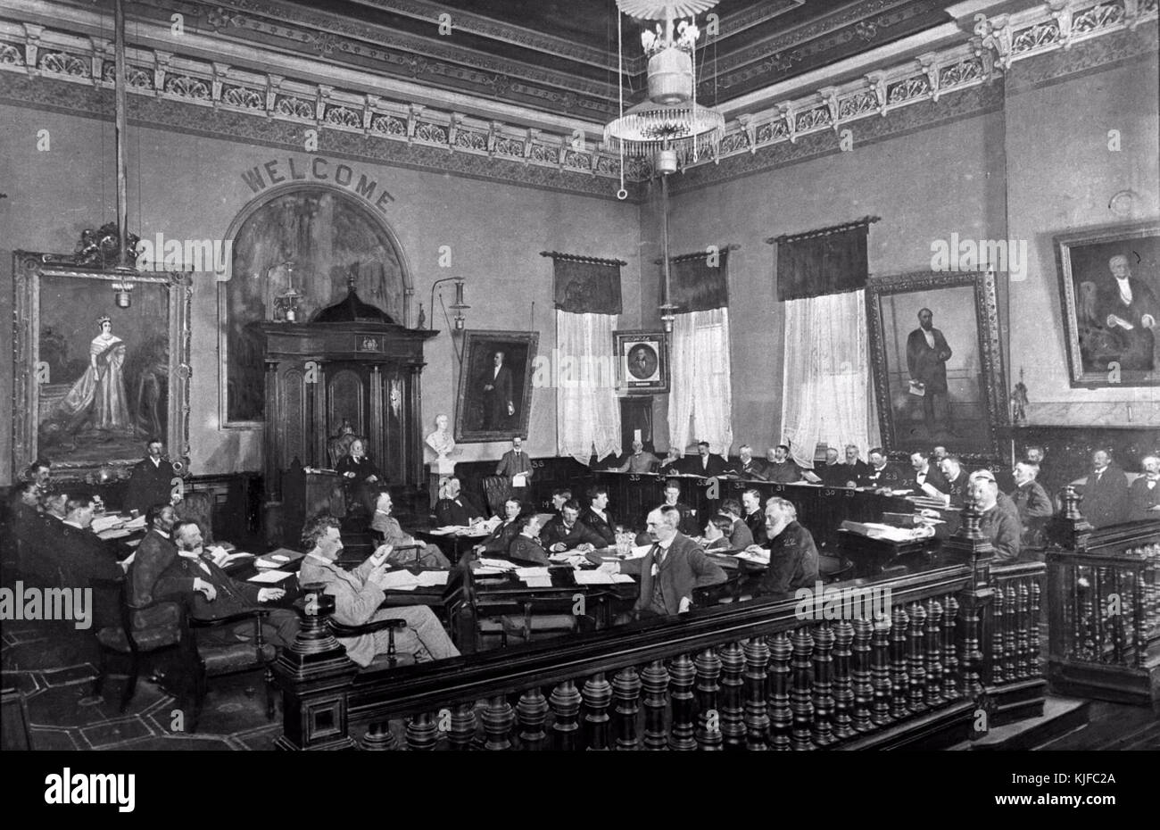 Interior of city hall, 1899 Stock Photo - Alamy