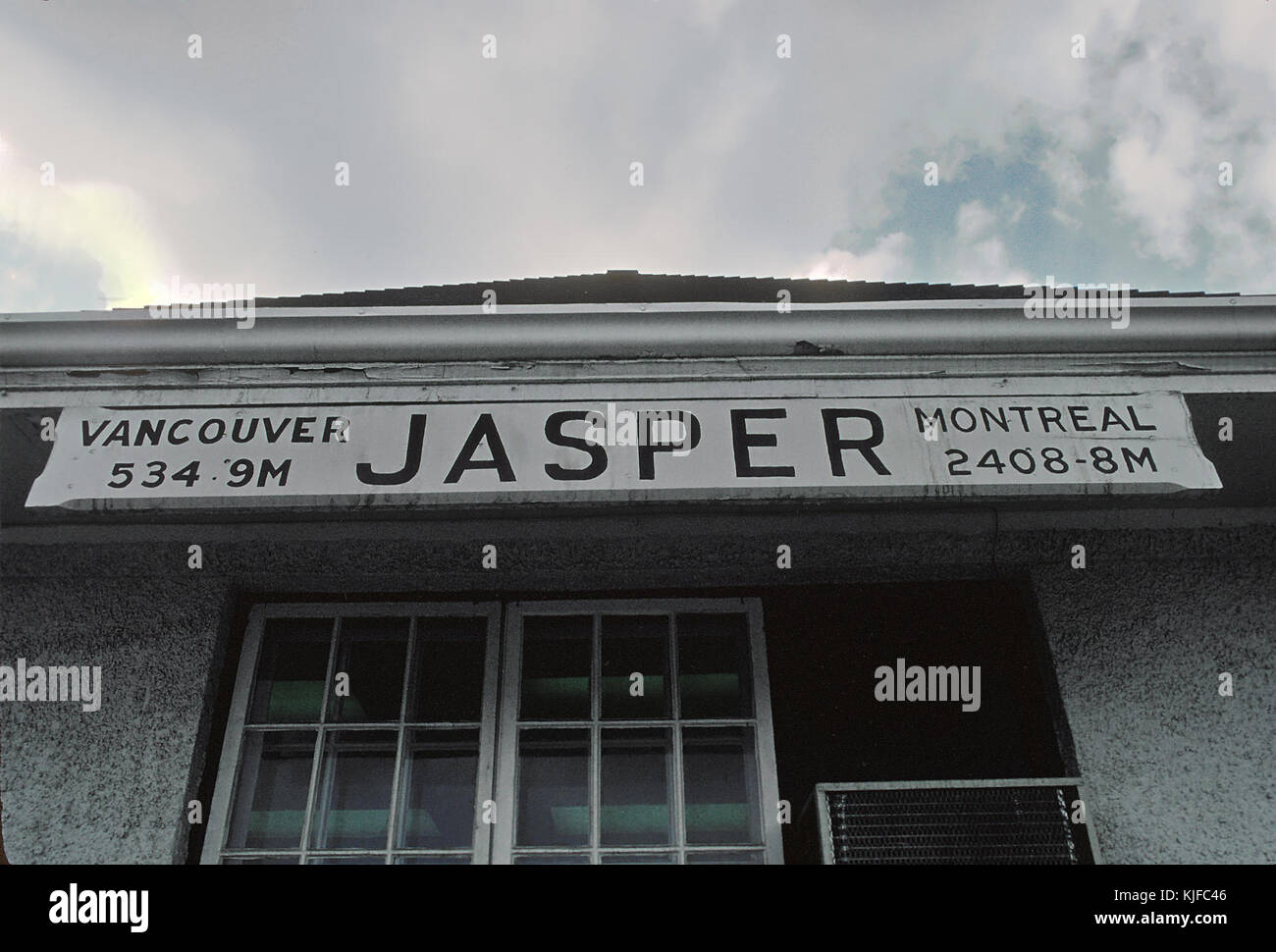 VIA Jasper, Alberta Station sign in May 1982 R21 (32203423936 Stock ...