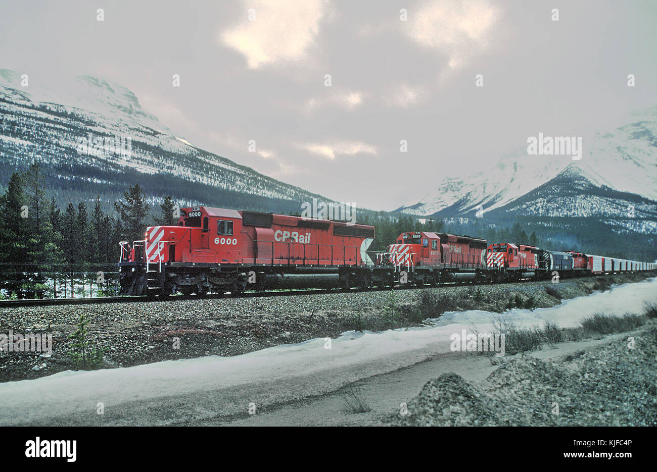A historical photograph of the CP 6000, 6010, and 5593 locomotives ...