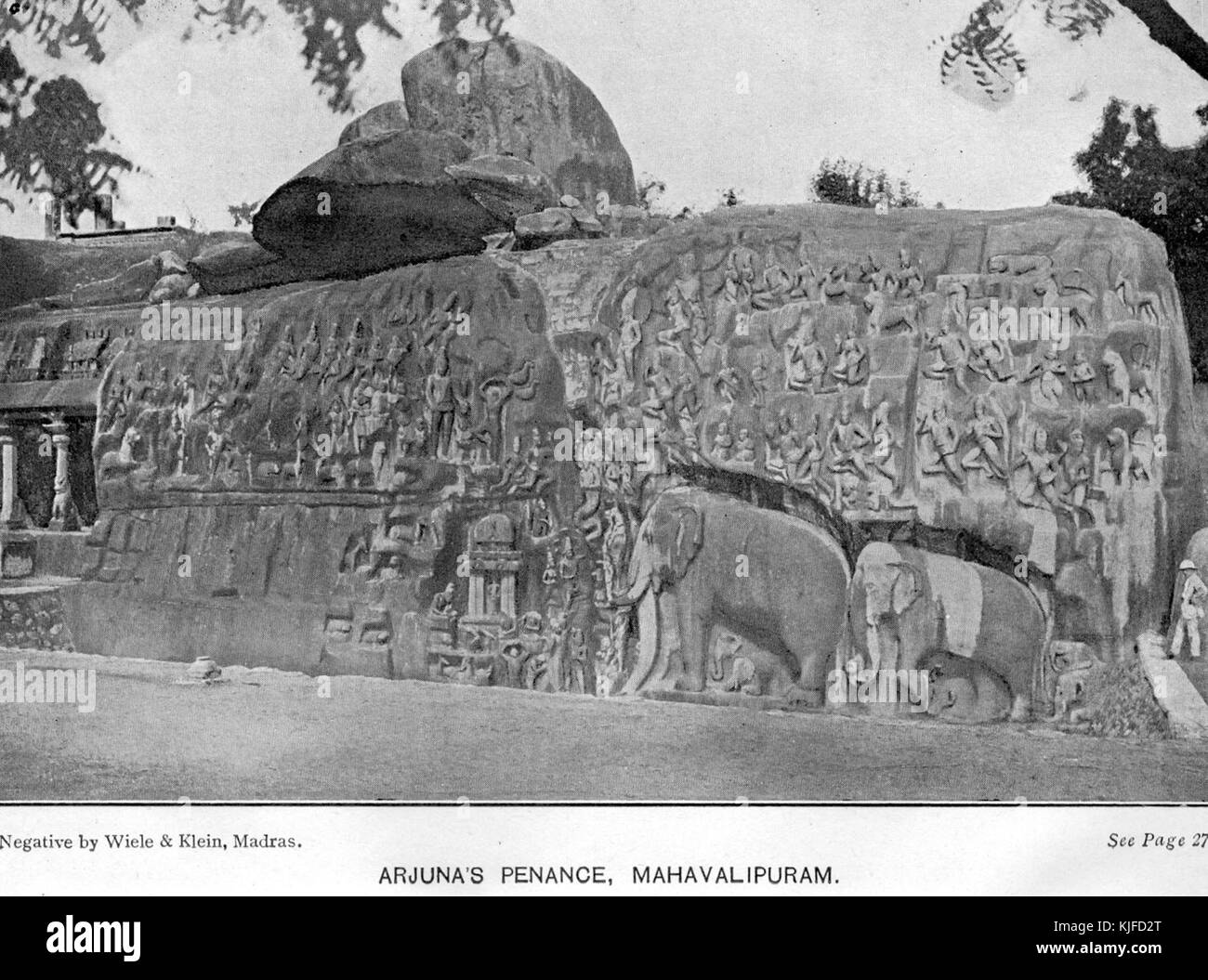 The image depicts the famous relief sculpture of Arunja's Penance in ...