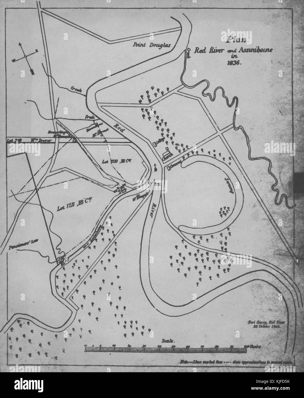 Plan, Red River and Assiniboine in 1836 (1863 Stock Photo - Alamy