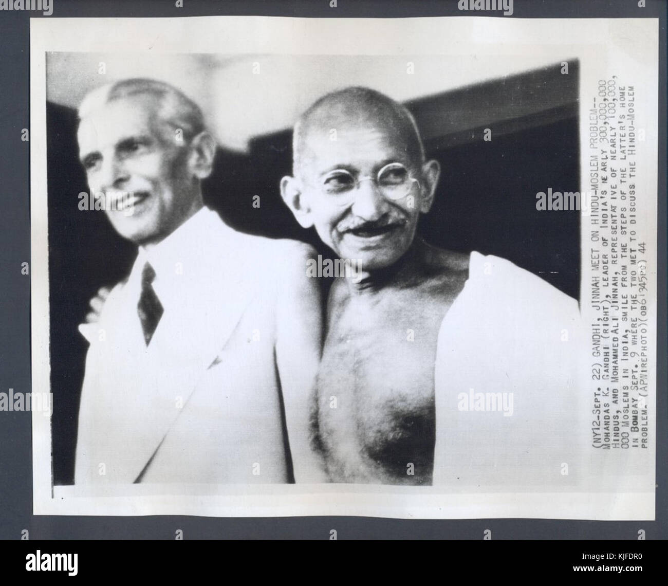Gandhi and Jinnah in Bombay Stock Photo - Alamy