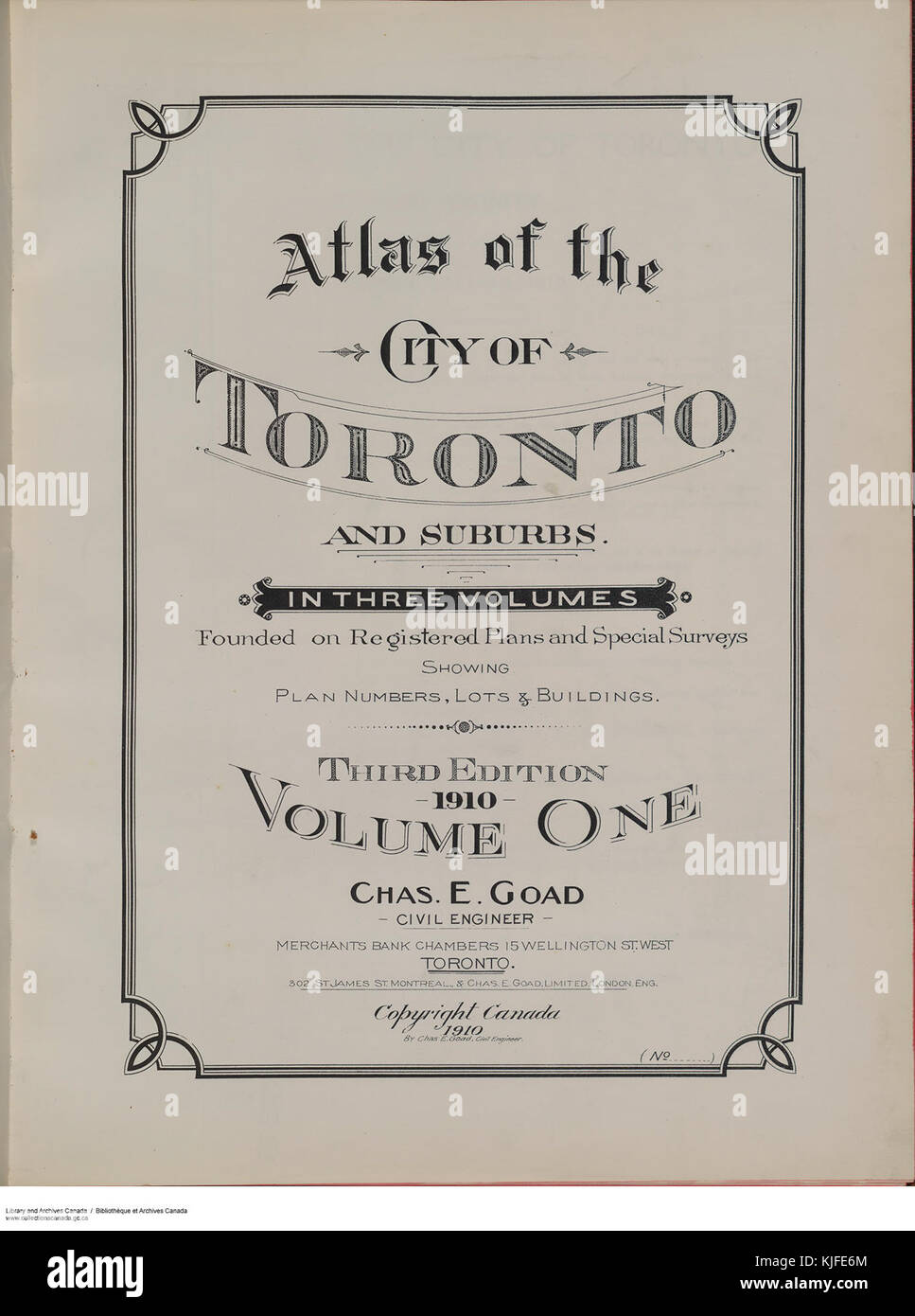 Toronto 1910 Atlas Volume 1 Title Page Stock Photo - Alamy