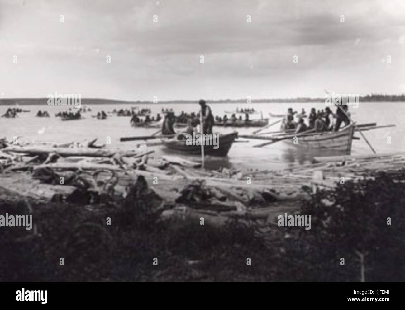 The Ticho people, an Indigenous group in Canada, are shown landing at ...