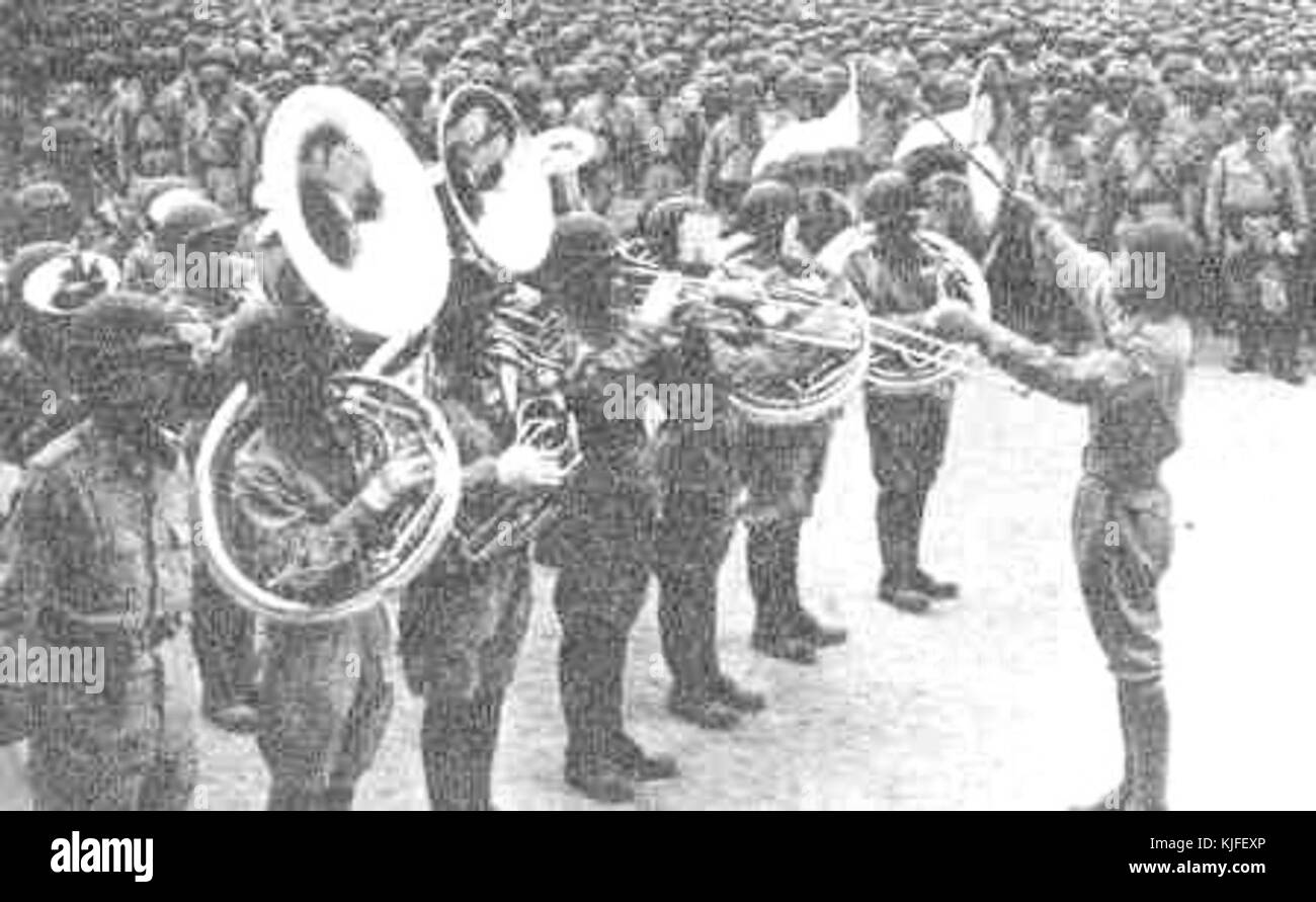 A historical photograph of a Chinese military band, showcasing ...