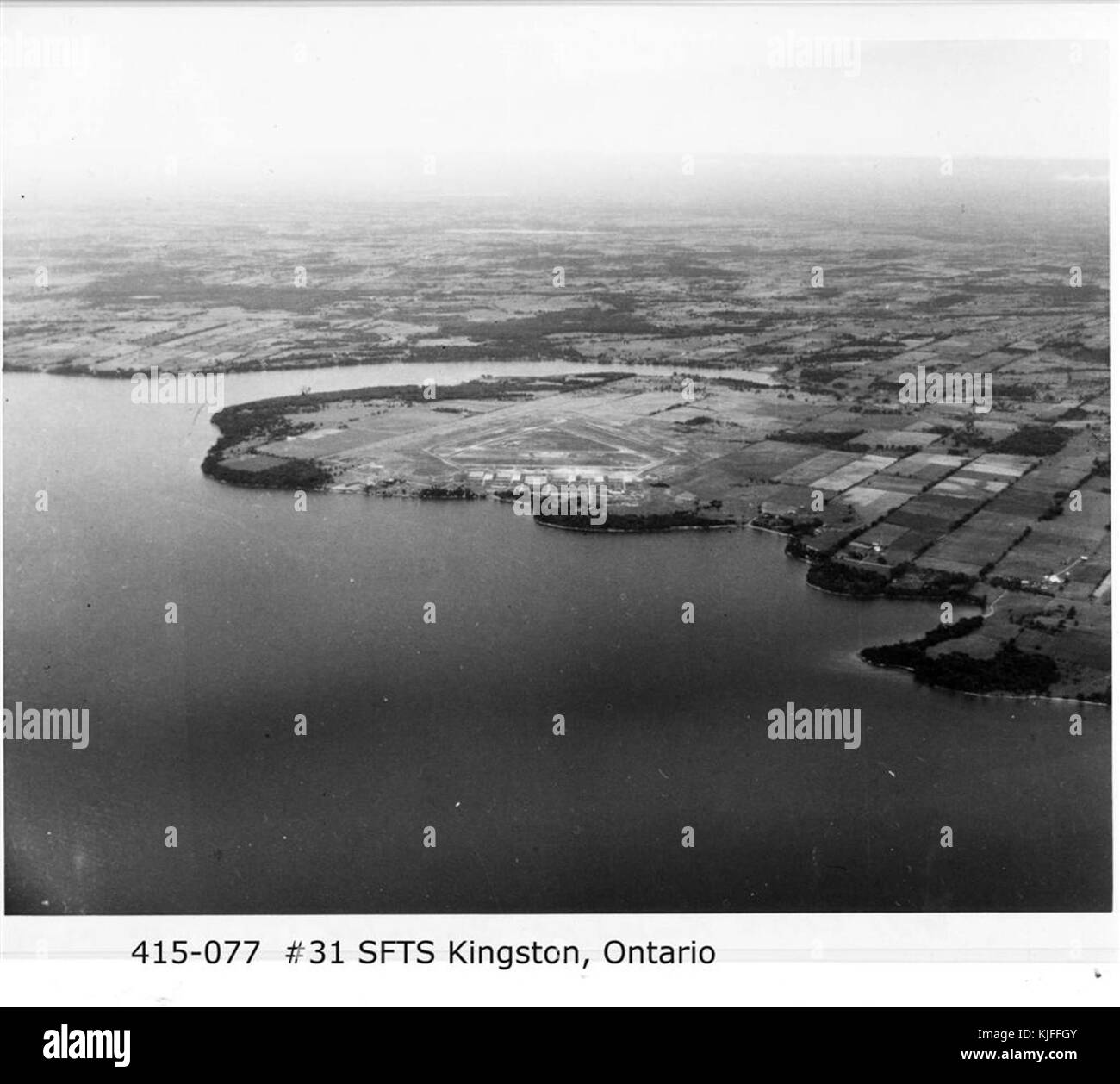 Aerial photograph of Kingston, Ontario, taken during the 1940s, showing ...