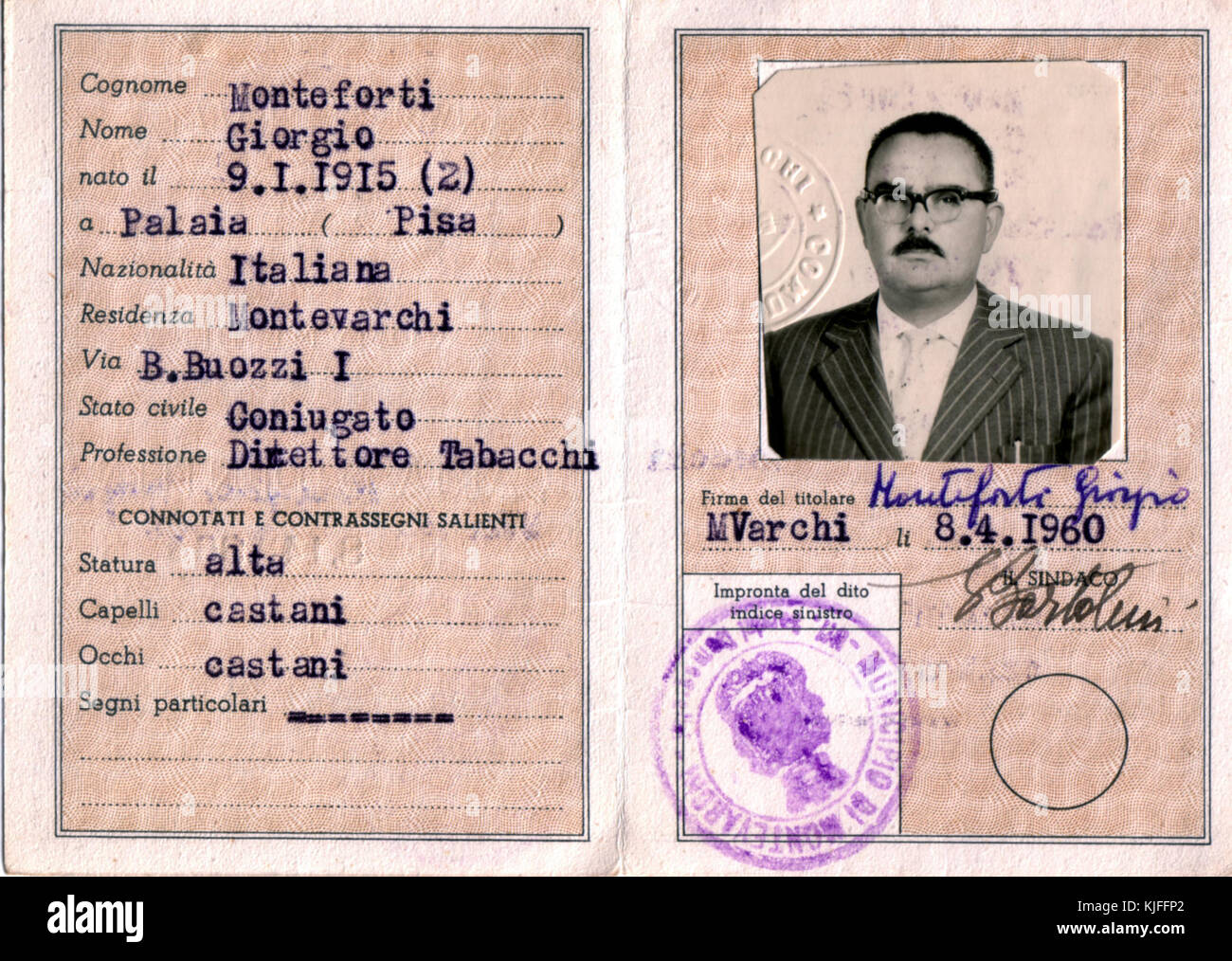 An identification card or photograph from Giorgio Monteforti, dated to ...