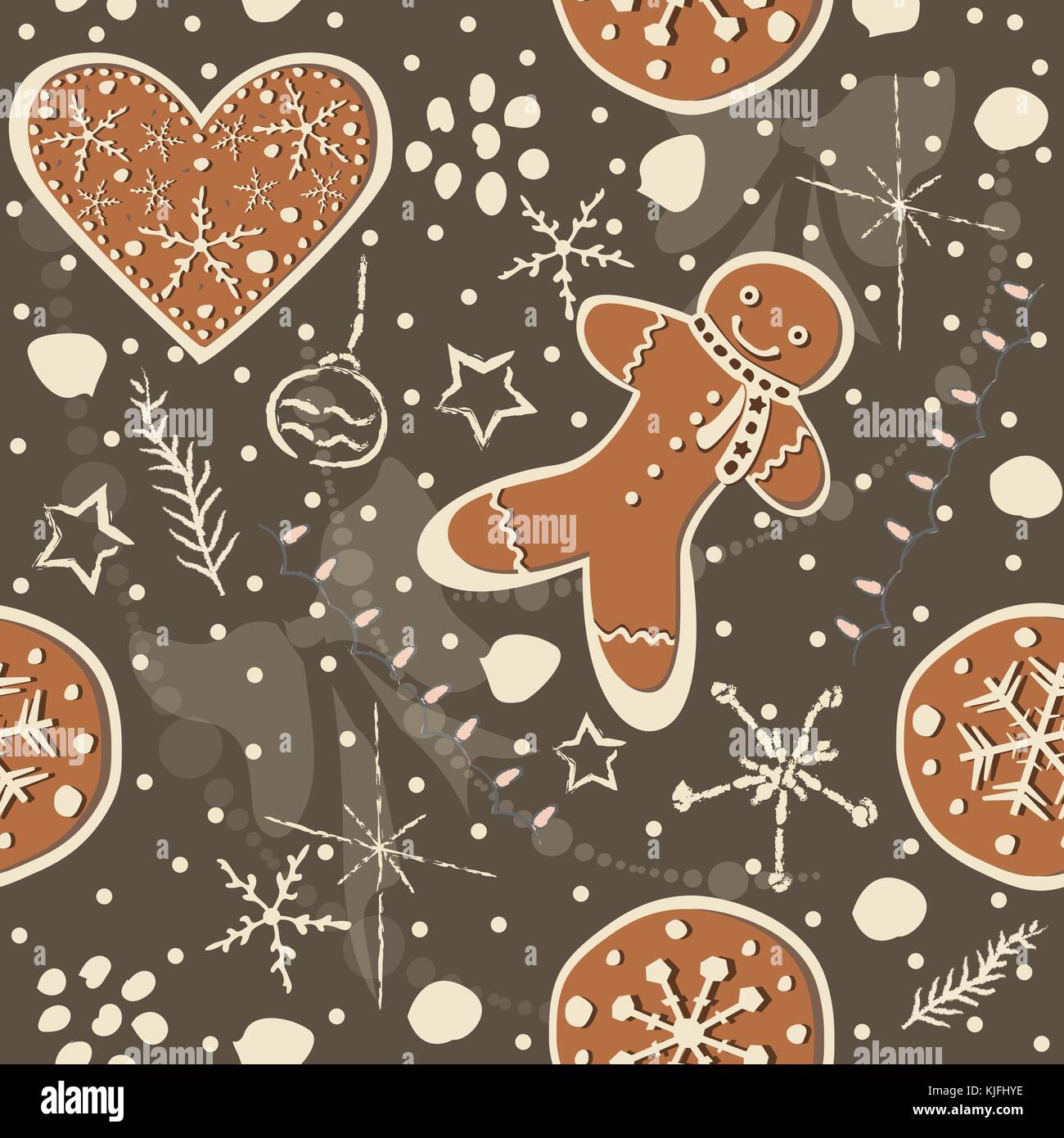 Gingerbread cookie seamless background. Creative Design. Vector ...