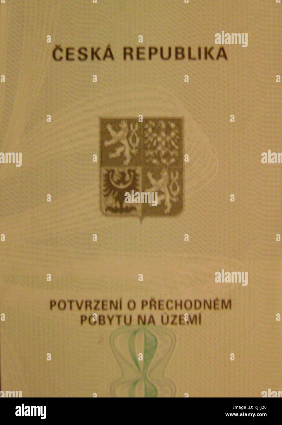 Temporary Residence Permit of the Czech Republic Stock Photo - Alamy