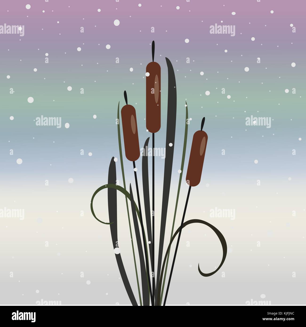 Floral Reed Pattern on cute snowy background (or background with whit ...