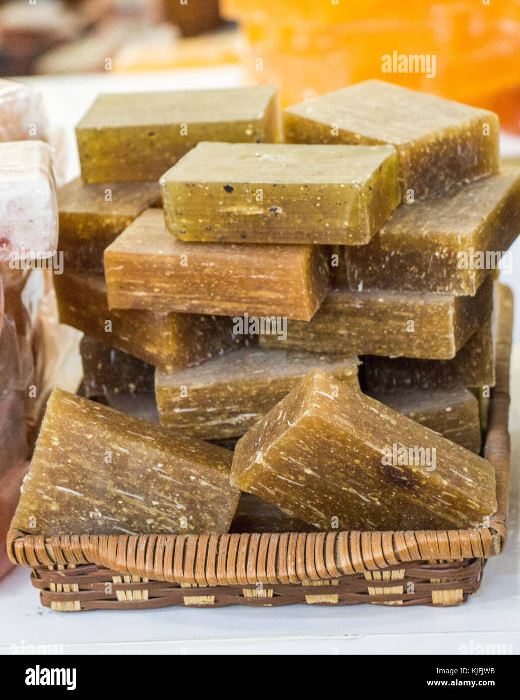 Collection of bars of fragrant hand made organic soap Stock Photo - Alamy