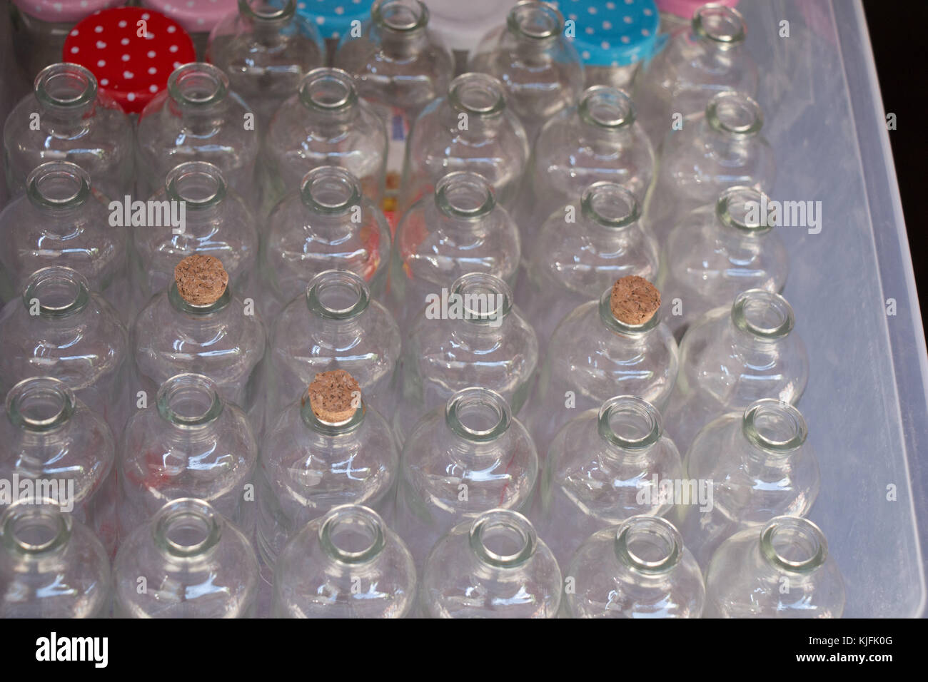 Set of Empty small transparent bottles Stock Photo - Alamy