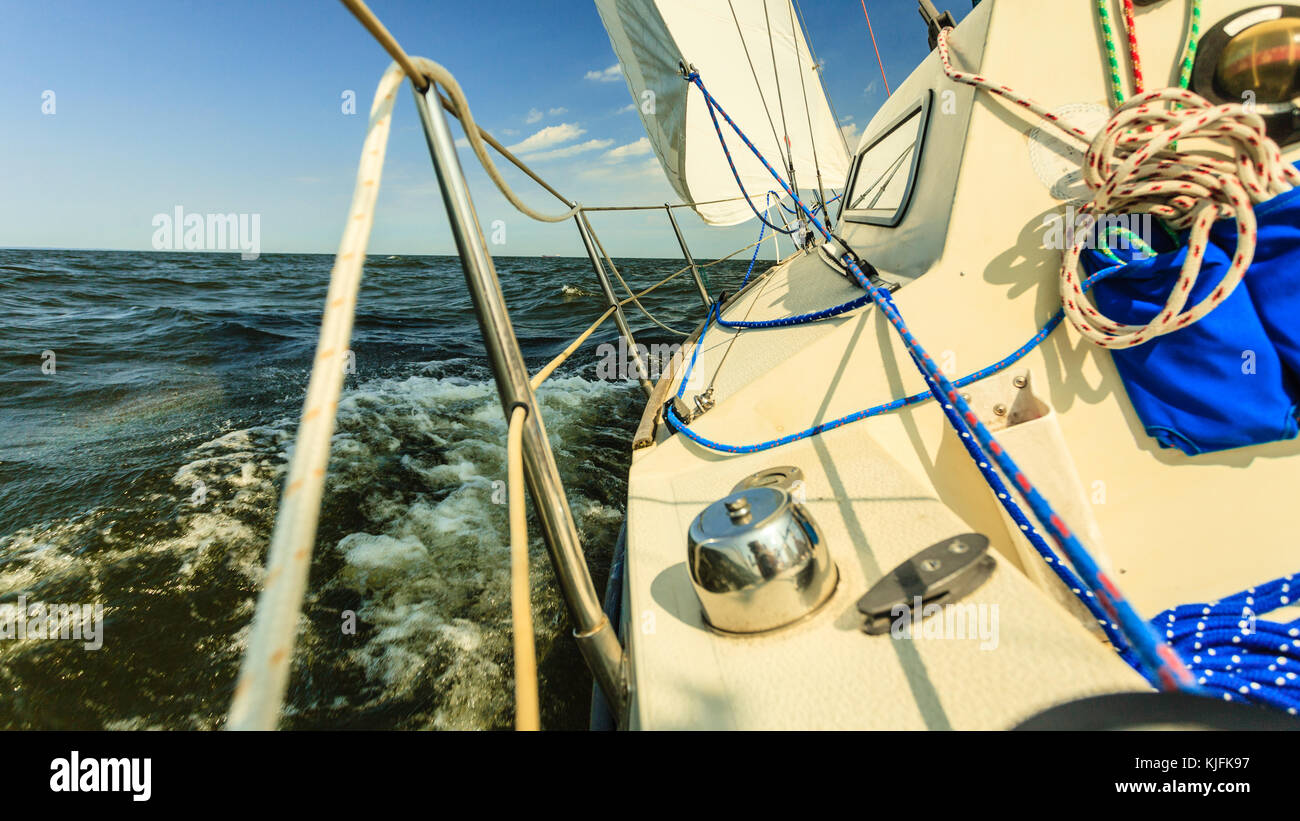 Yachting yacht sailboat sailing in baltic sea, summer vacation. Tourism ...