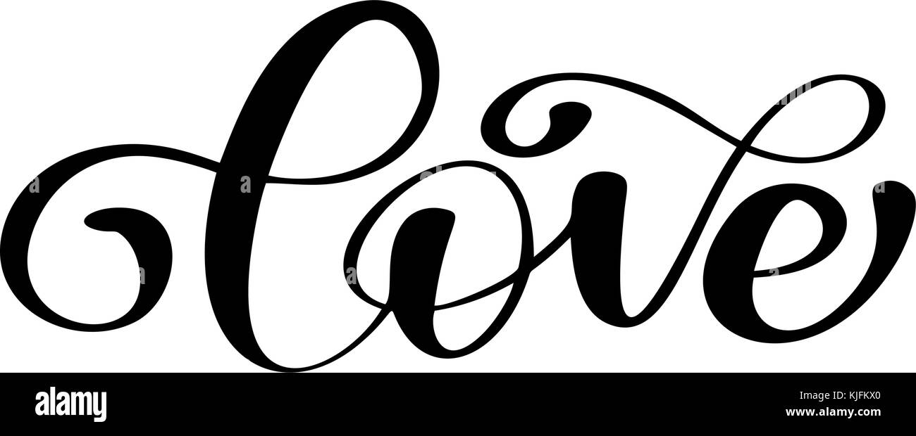lettering word Love on Valentines Day Hand drawn typography isolated on ...