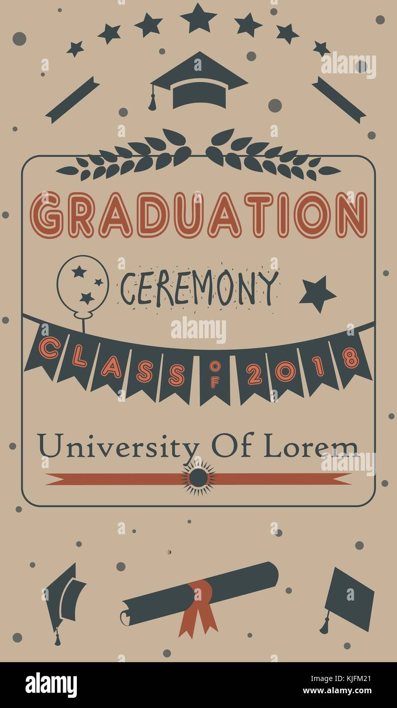 Graduation of Year 2018. Graduation Poster. Vector Illustration Stock ...