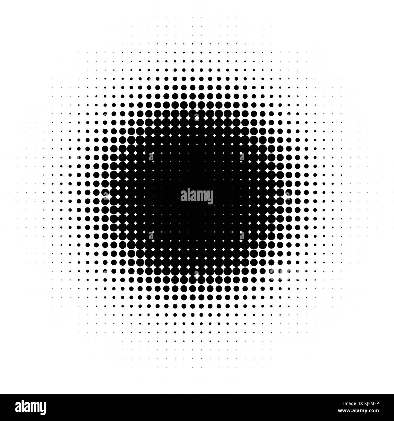 Isolated black color abstract round shape halftone dotted cartoon ...