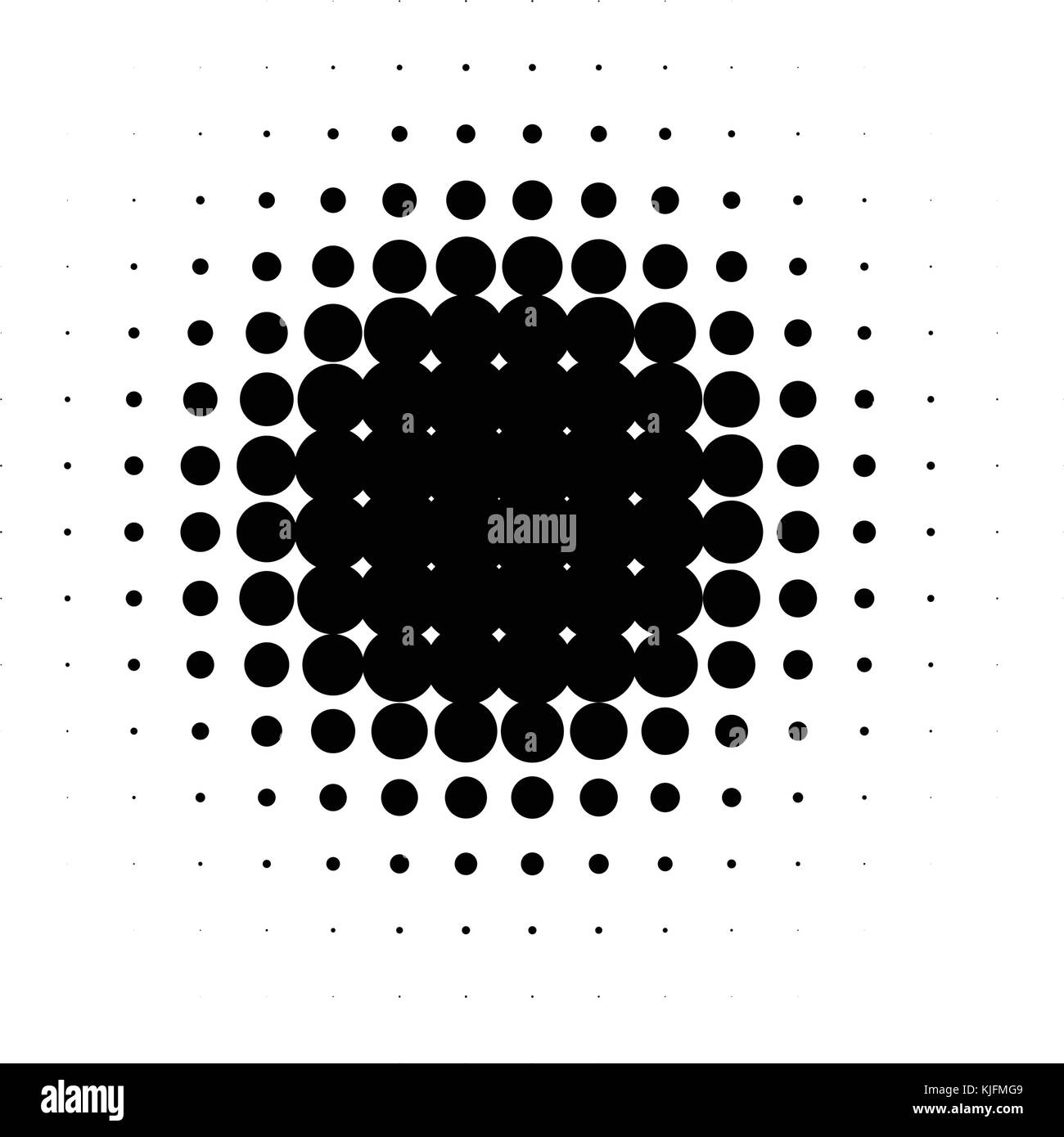 Isolated black color abstract round shape halftone dotted cartoon ...