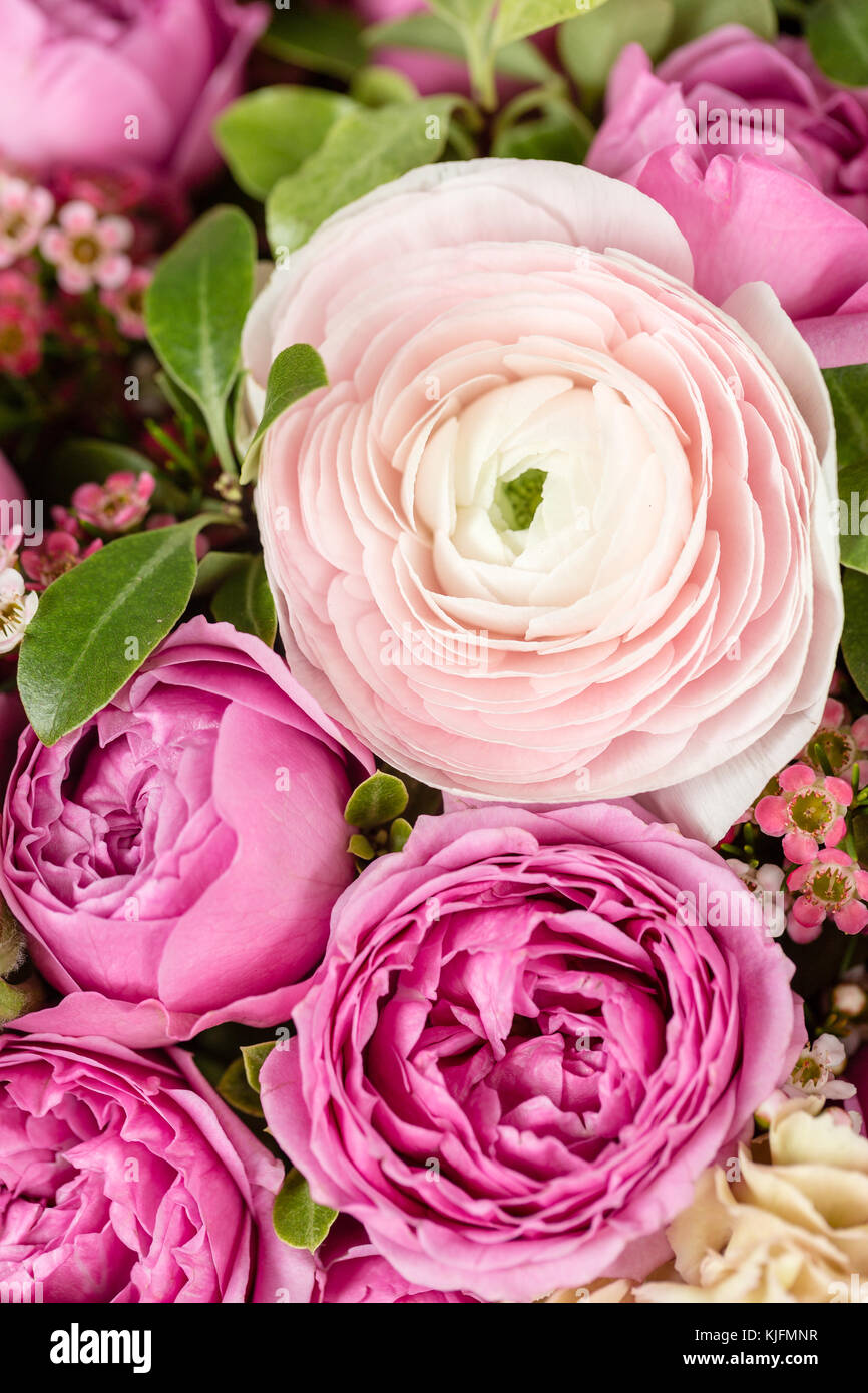 colorful background of flowers. the work of the florist at a flower ...