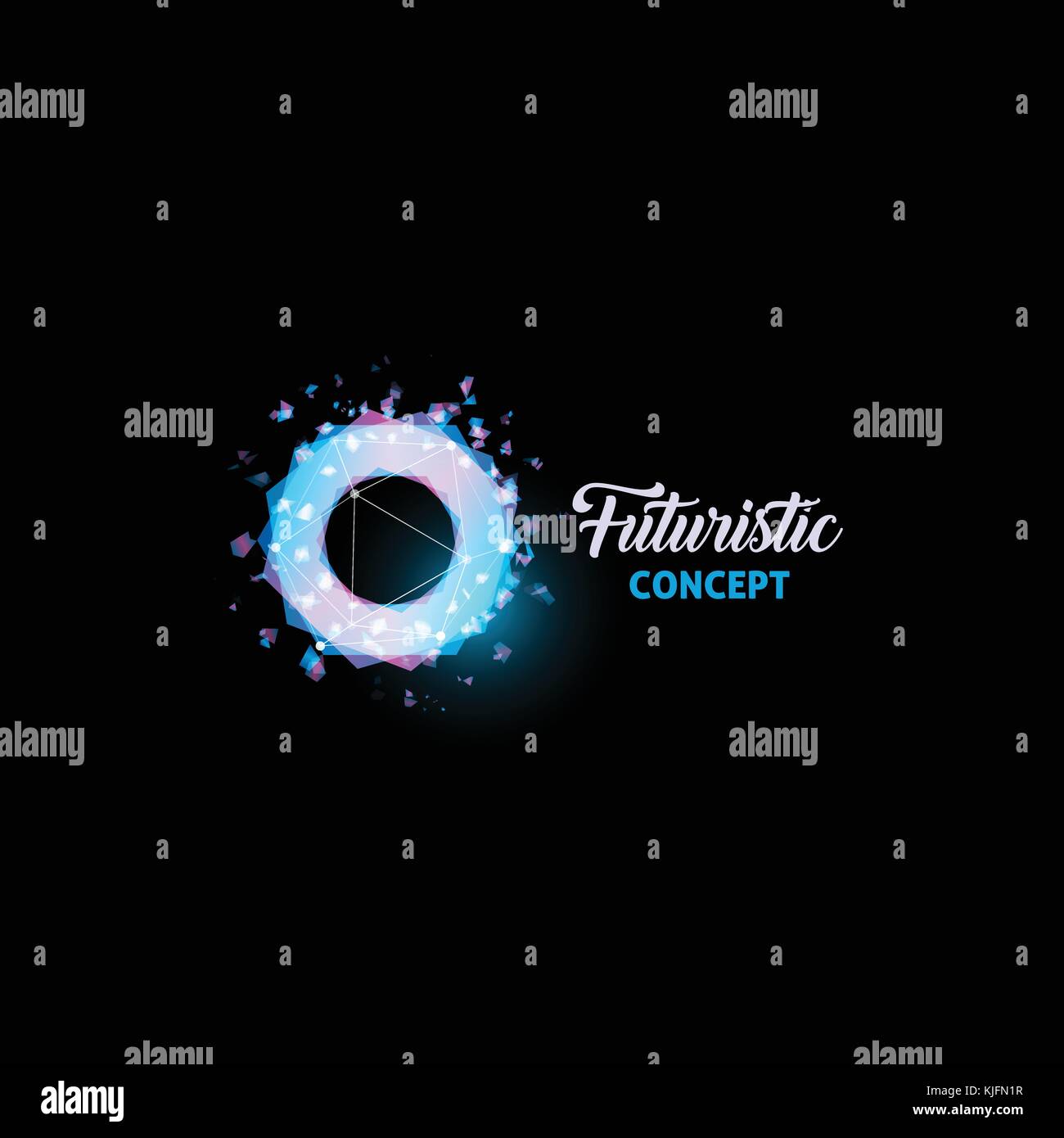 Futuristic concept logo, light bulb abstract vector icon. Isolated pink ...