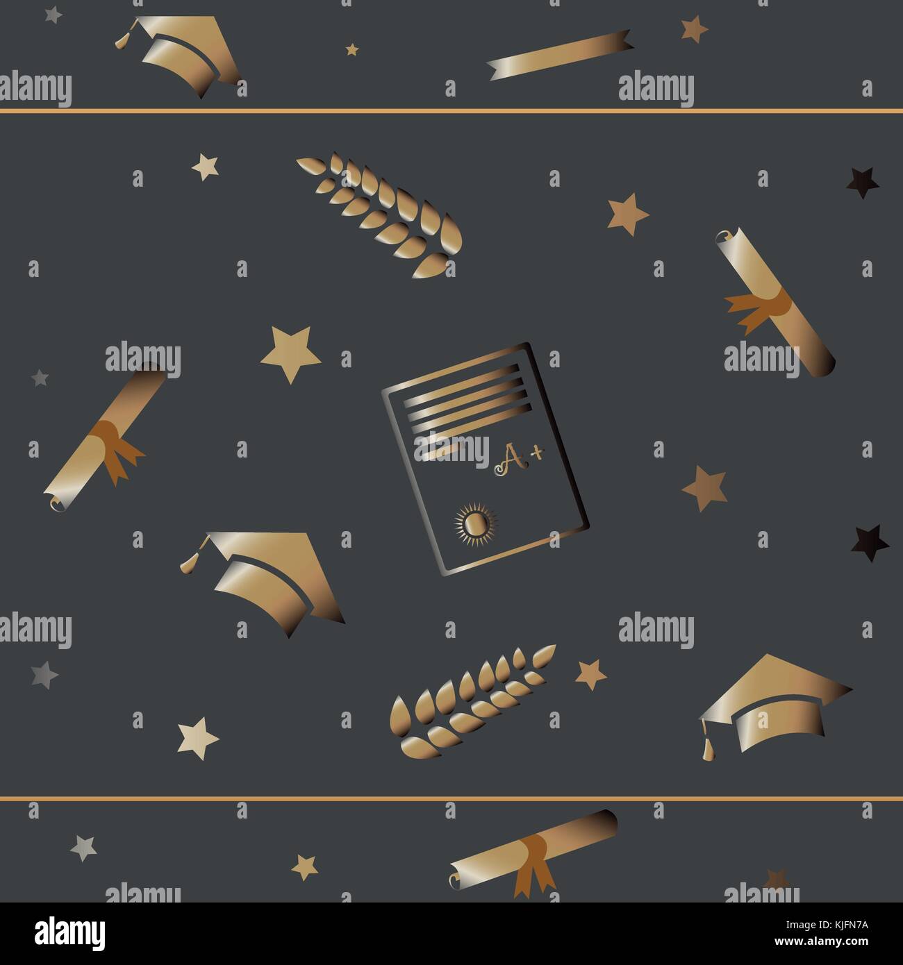 Graduation Pattern in gold with borders. Vector Illustration Stock ...