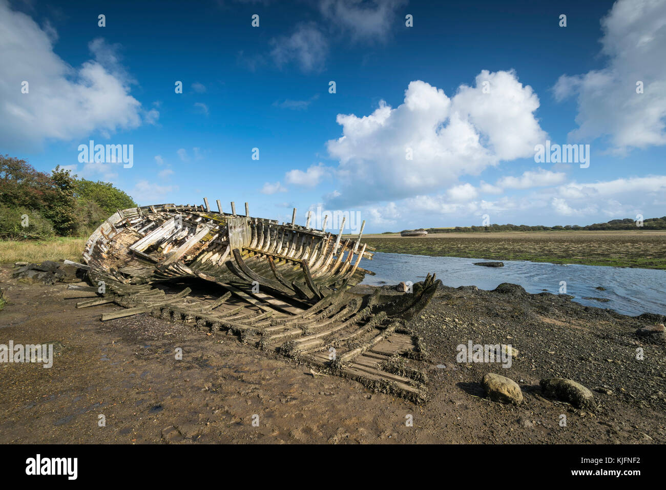 Dulas Bay boat wreck or Traeth Dulas near City Dulas on Anglesey North ...