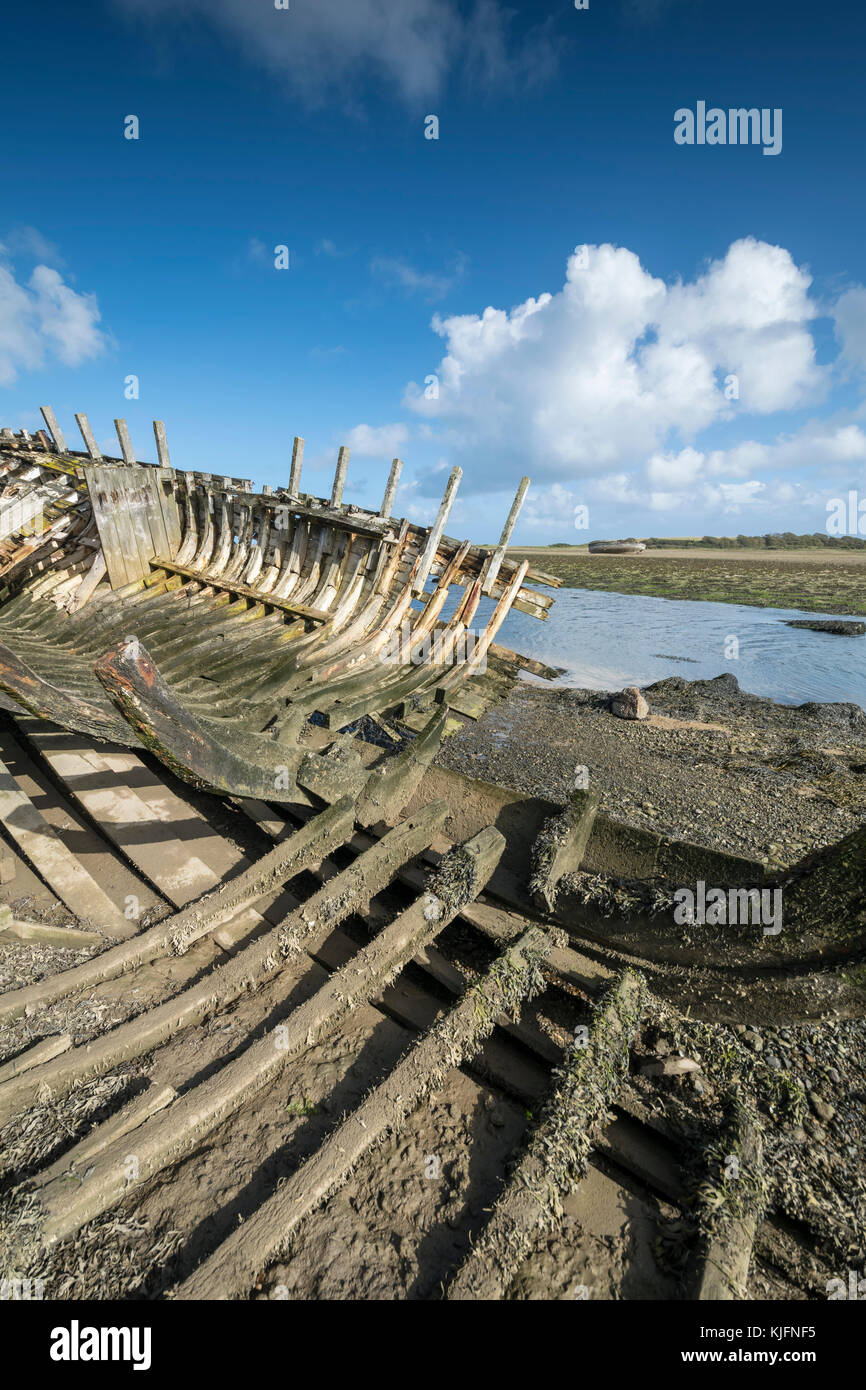 Dulas Bay boat wreck or Traeth Dulas near City Dulas on Anglesey North ...