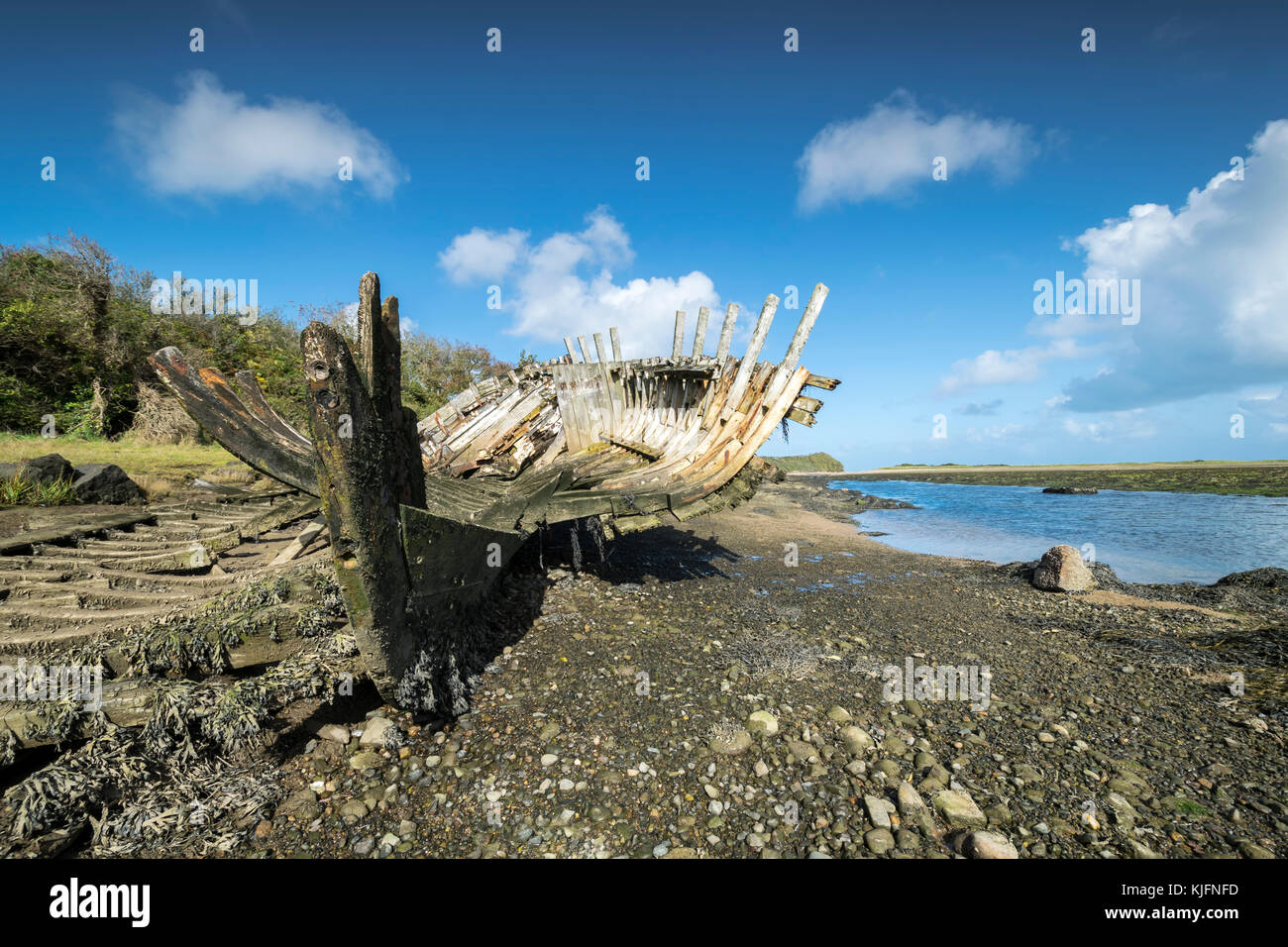 Dulas Bay boat wreck or Traeth Dulas near City Dulas on Anglesey North ...