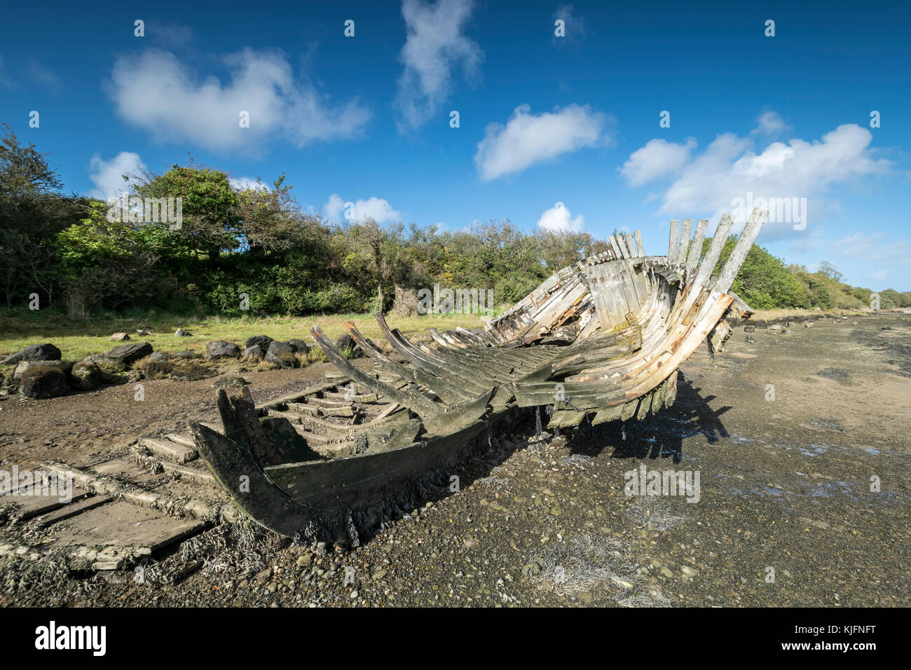 Dulas Bay boat wreck or Traeth Dulas near City Dulas on Anglesey North ...