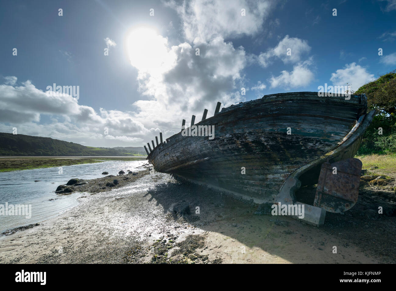 Dulas Bay boat wreck or Traeth Dulas near City Dulas on Anglesey North ...