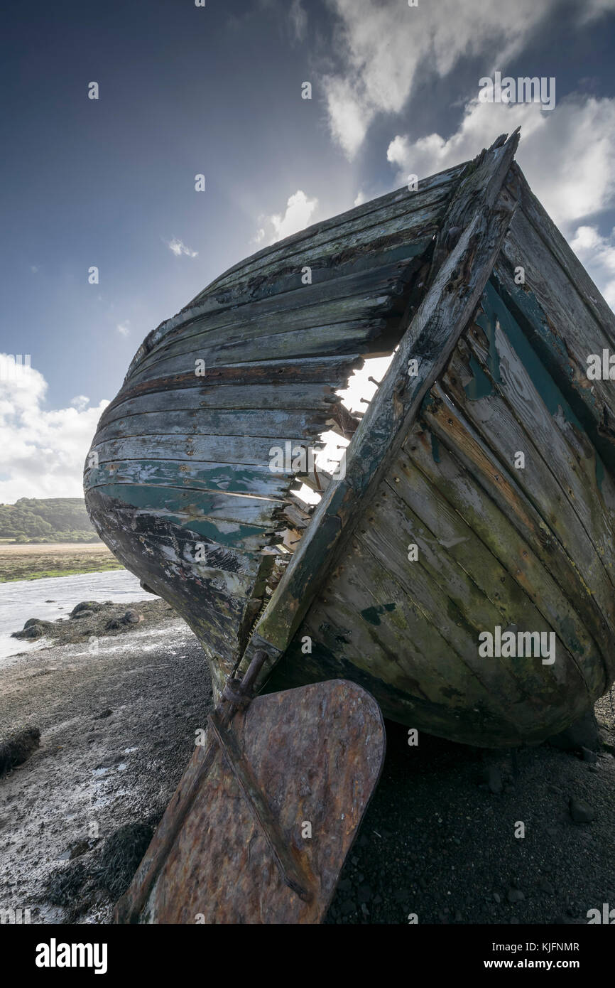 Dulas Bay boat wreck or Traeth Dulas near City Dulas on Anglesey North ...