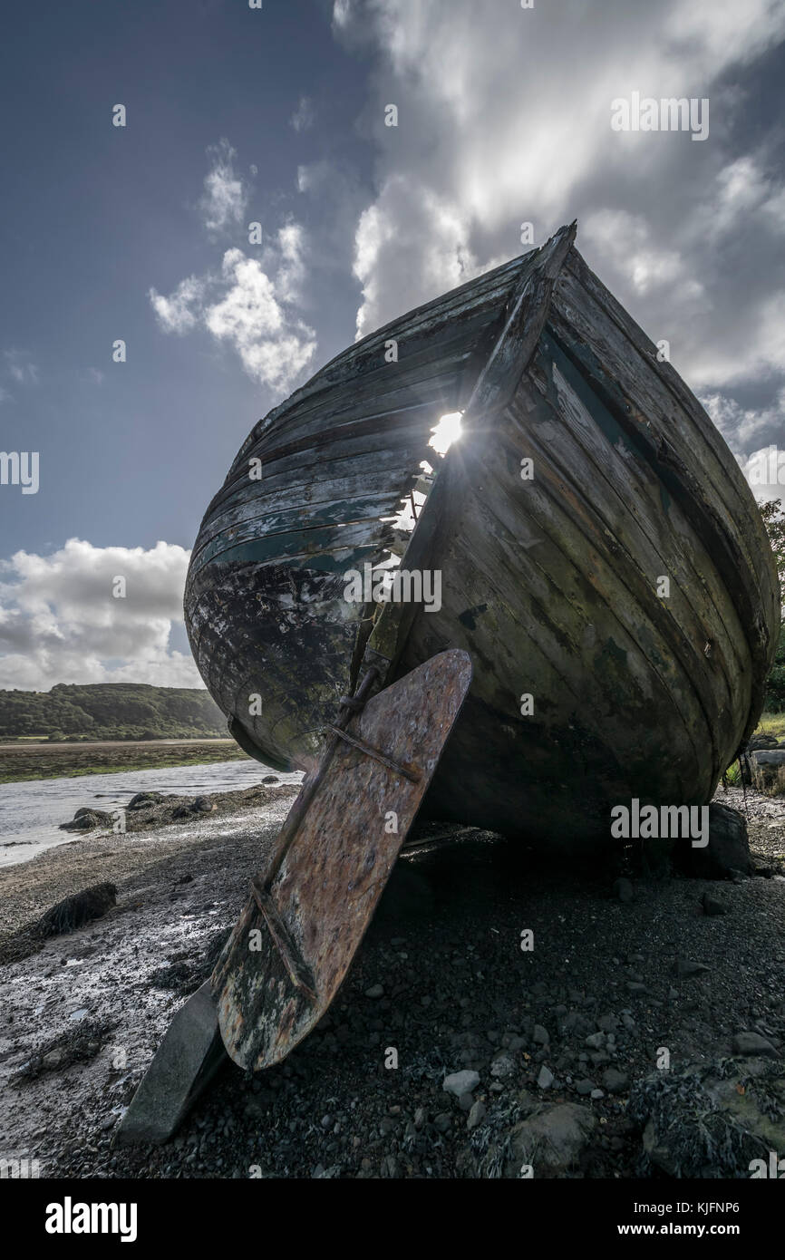 Dulas Bay boat wreck or Traeth Dulas near City Dulas on Anglesey North ...