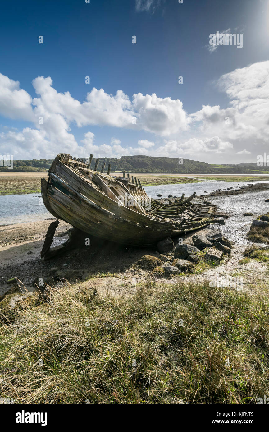 Dulas Bay boat wreck or Traeth Dulas near City Dulas on Anglesey North ...