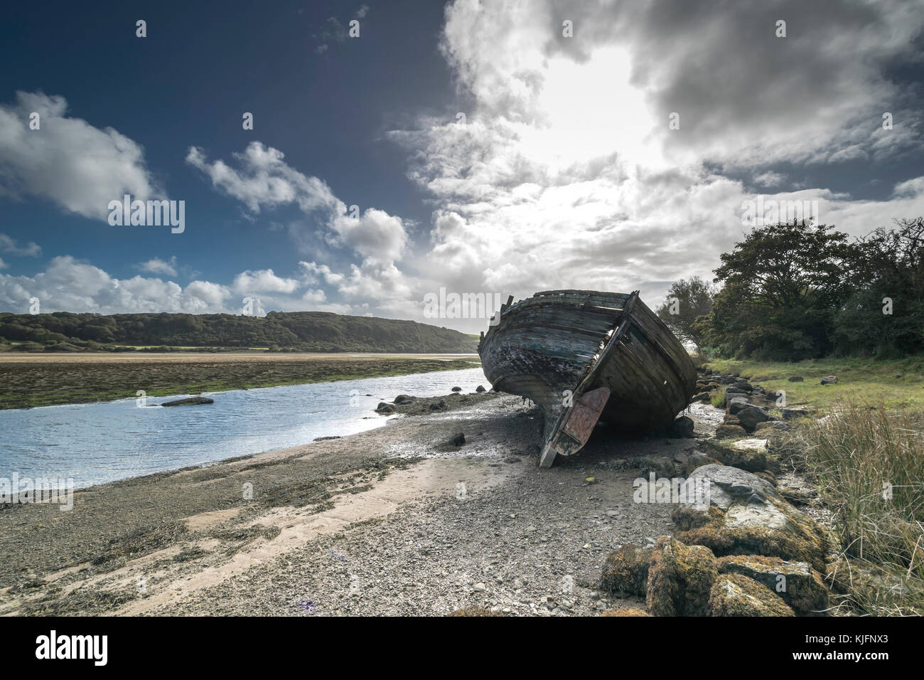 Dulas Bay boat wreck or Traeth Dulas near City Dulas on Anglesey North ...