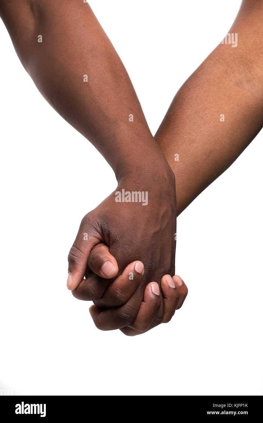 Close up view of a black / african / coloured man and woman holding ...