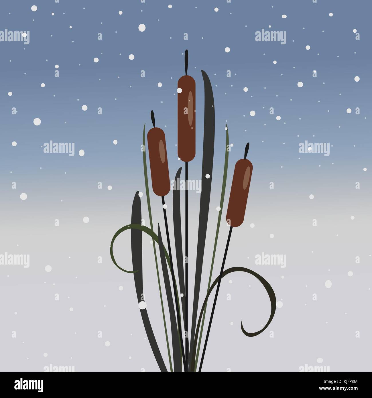 Cute Bush of Reed on modern background. Decorative Elements. Vector ...