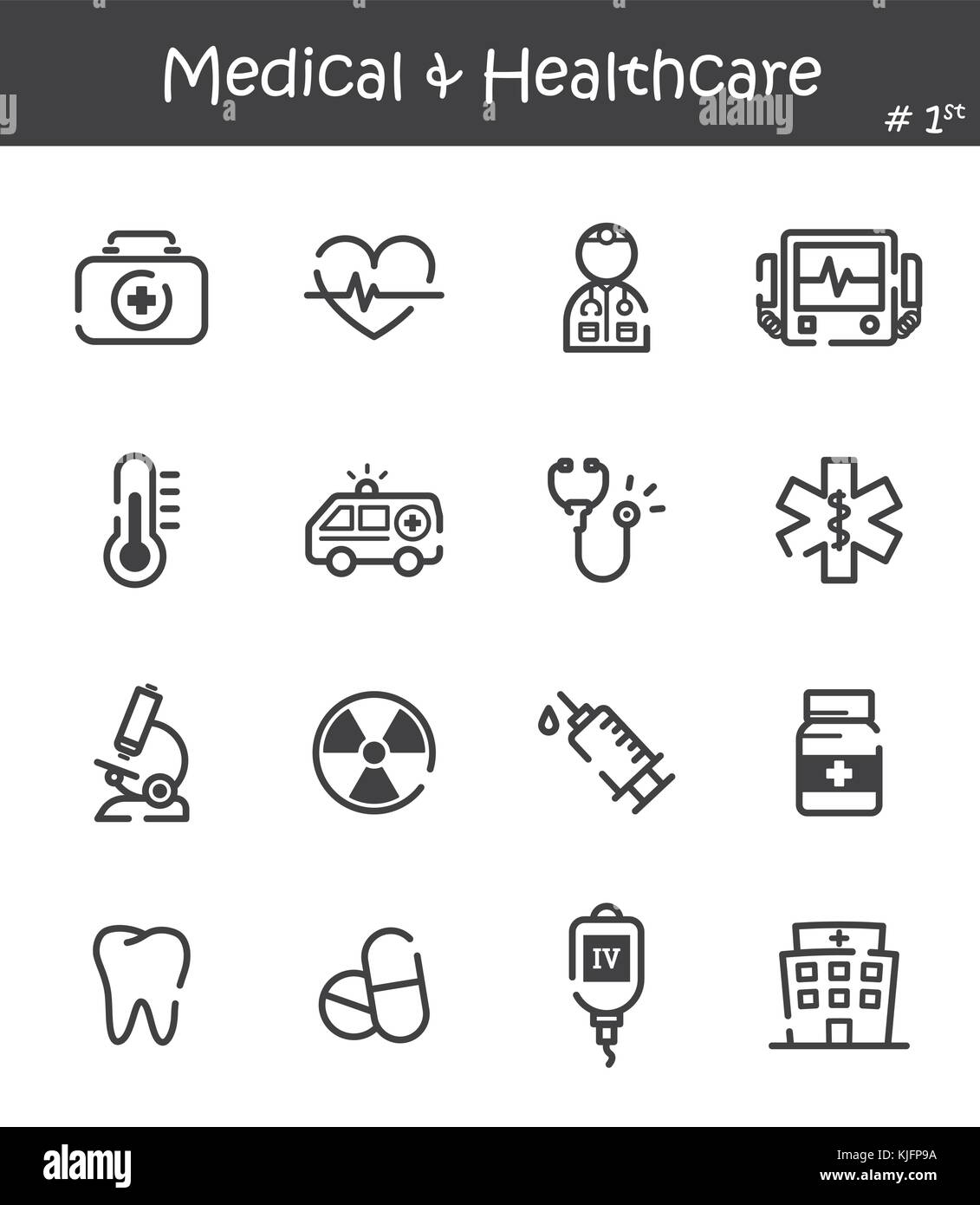 Set radiation sign line Stock Vector Images - Alamy