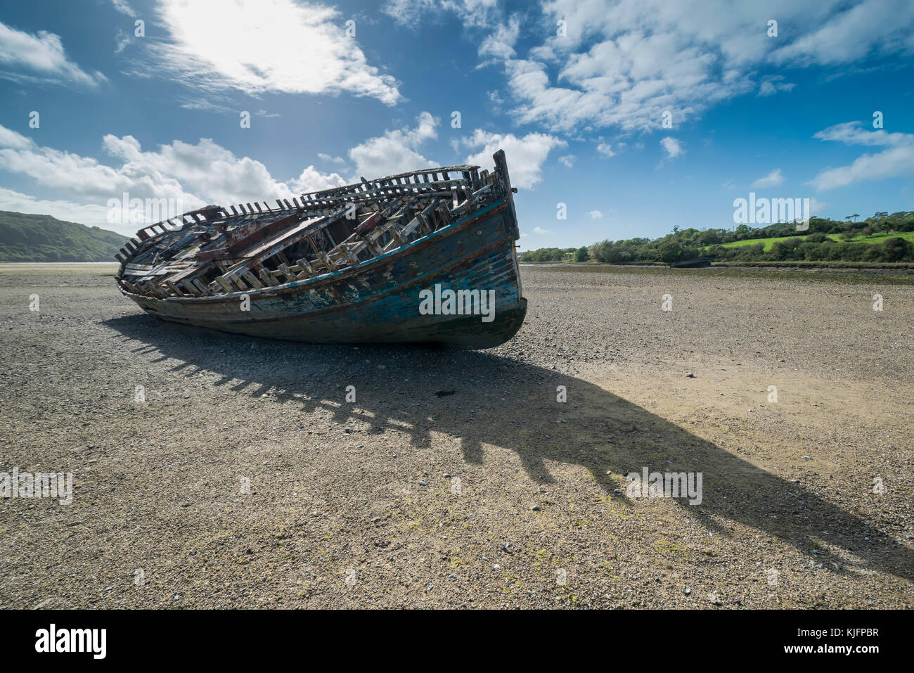 Dulas Bay boat wreck or Traeth Dulas near City Dulas on Anglesey North ...