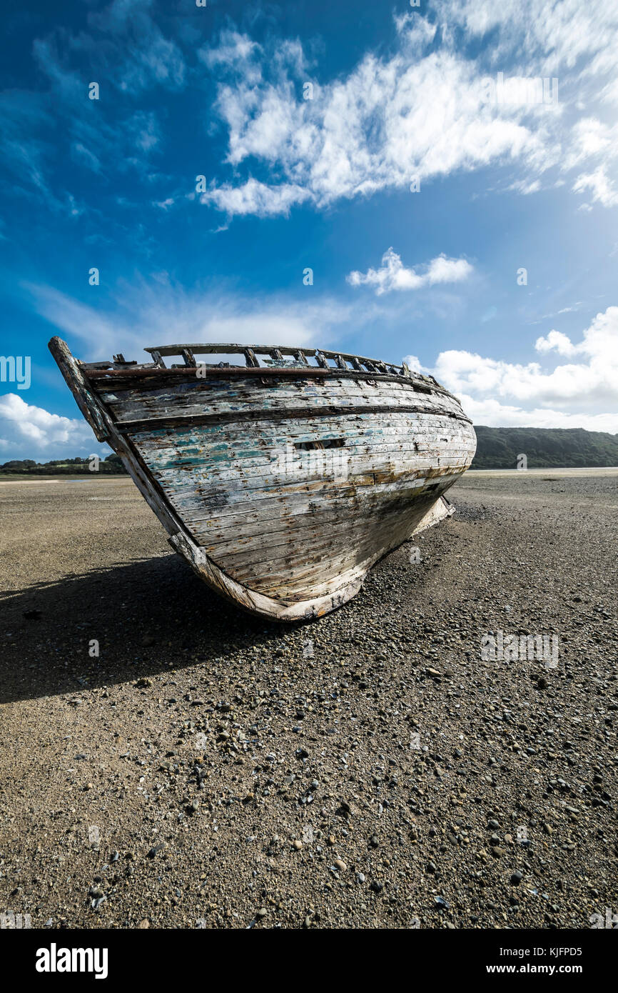Dulas Bay boat wreck or Traeth Dulas near City Dulas on Anglesey North ...