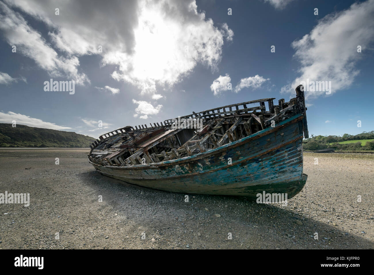 Dulas Bay boat wreck or Traeth Dulas near City Dulas on Anglesey North ...