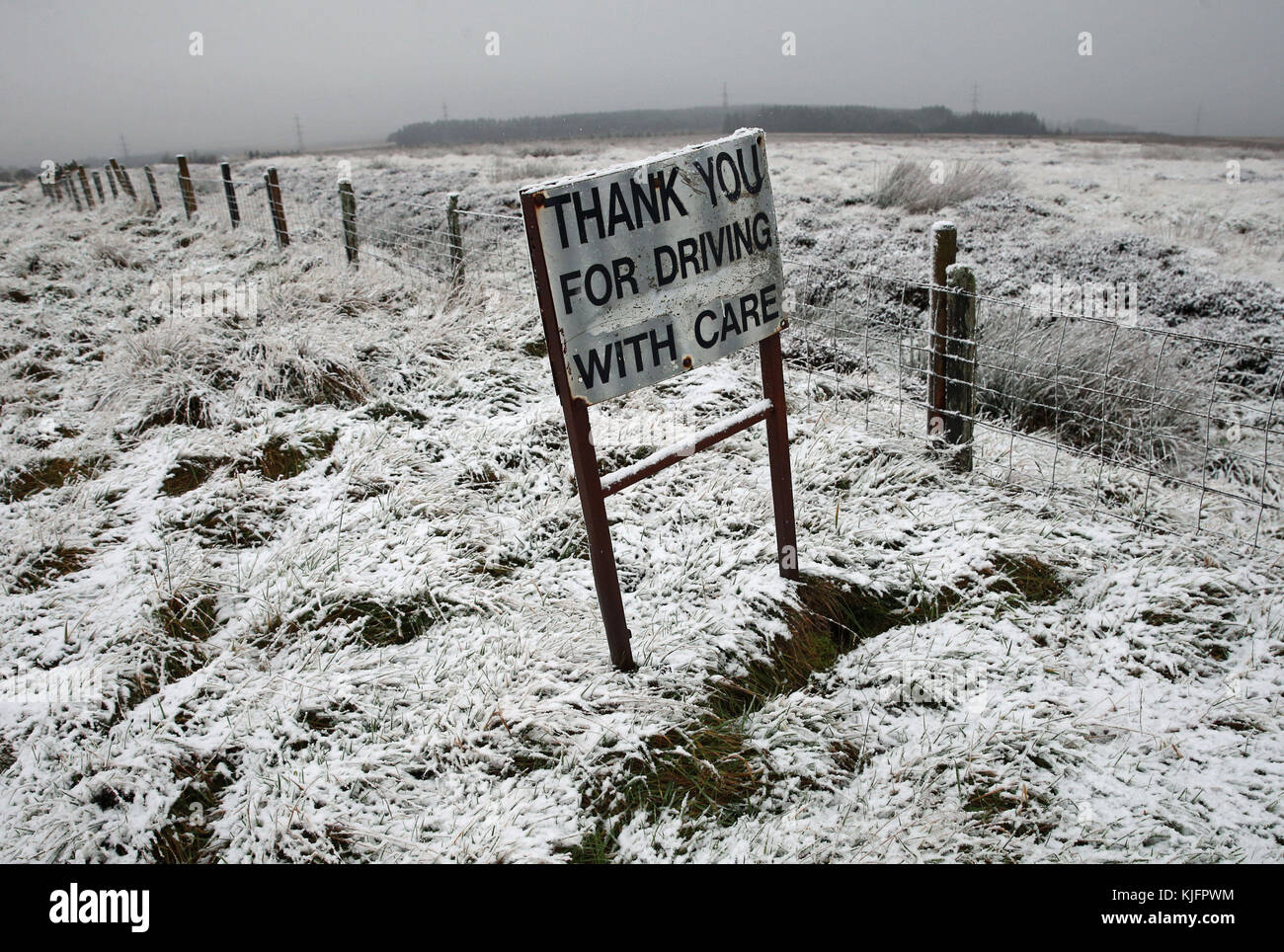 Light snow in Sheriffmuir, near Dunblane, as wintry showers are ...