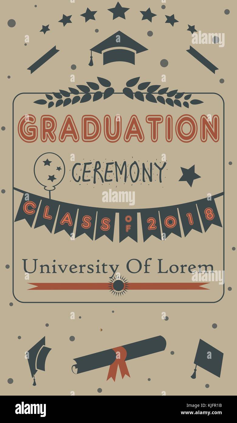 Graduation Party Announcement with golden text and elements. Vector ...